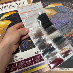 Bead Embroidery Kit Black Raven, Bird Embroidery, Needlepoint Kit - Etsy
