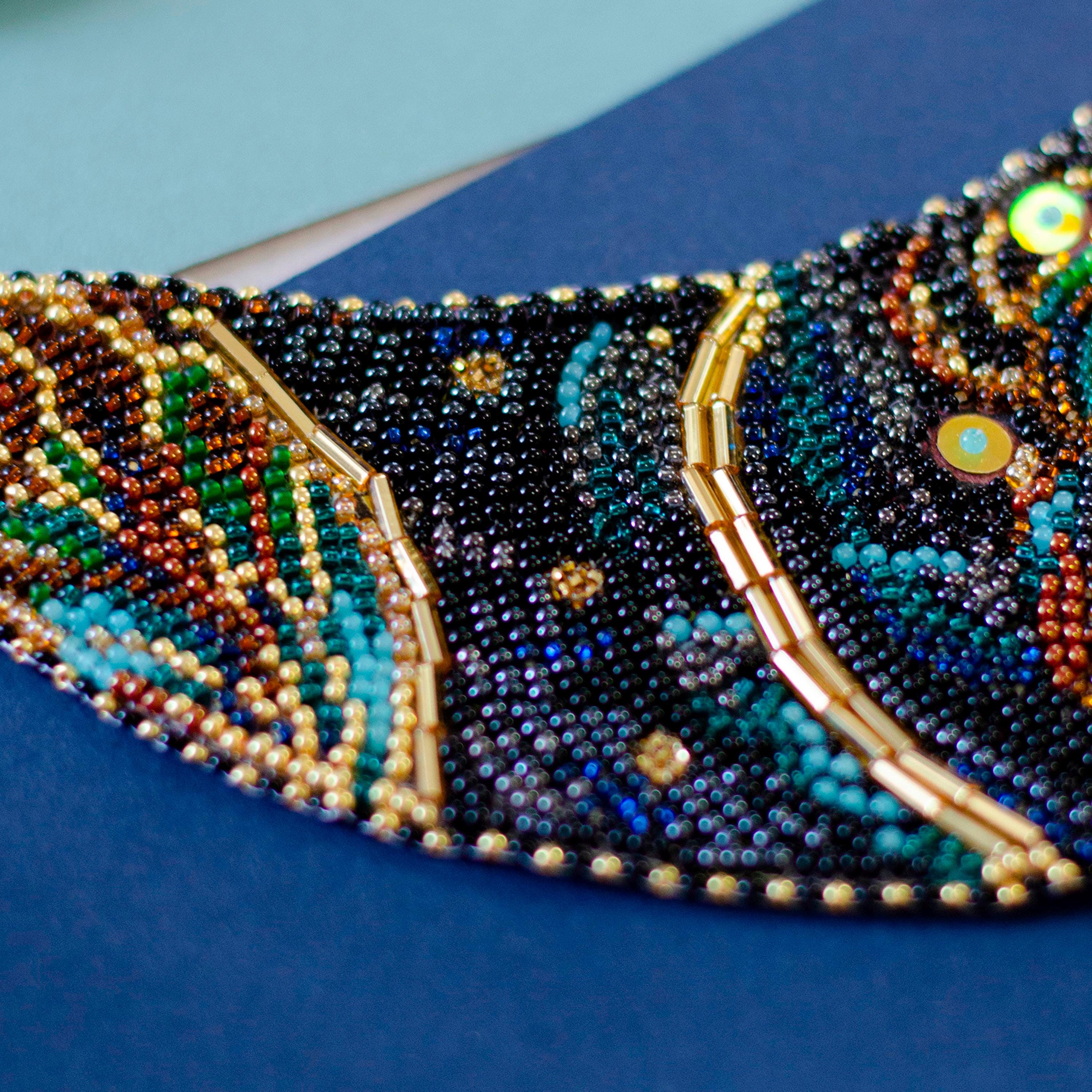 Bead Embroidery Kit Emerald Talisman, Necklace Embroidery, Beaded ...