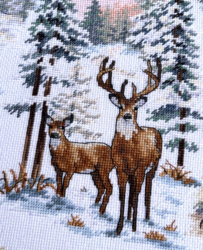 Cross Stitch Kit Winter Forest Animals, Birds Embroidery, Winter in the ...