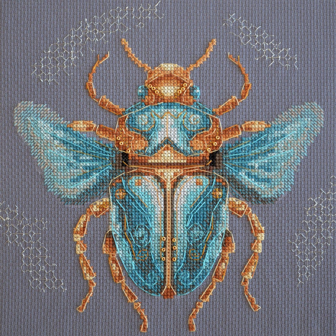 Cross Stitch Kit Scarab Beetle, Scarab Embroidery, Insect Embroidery - Etsy