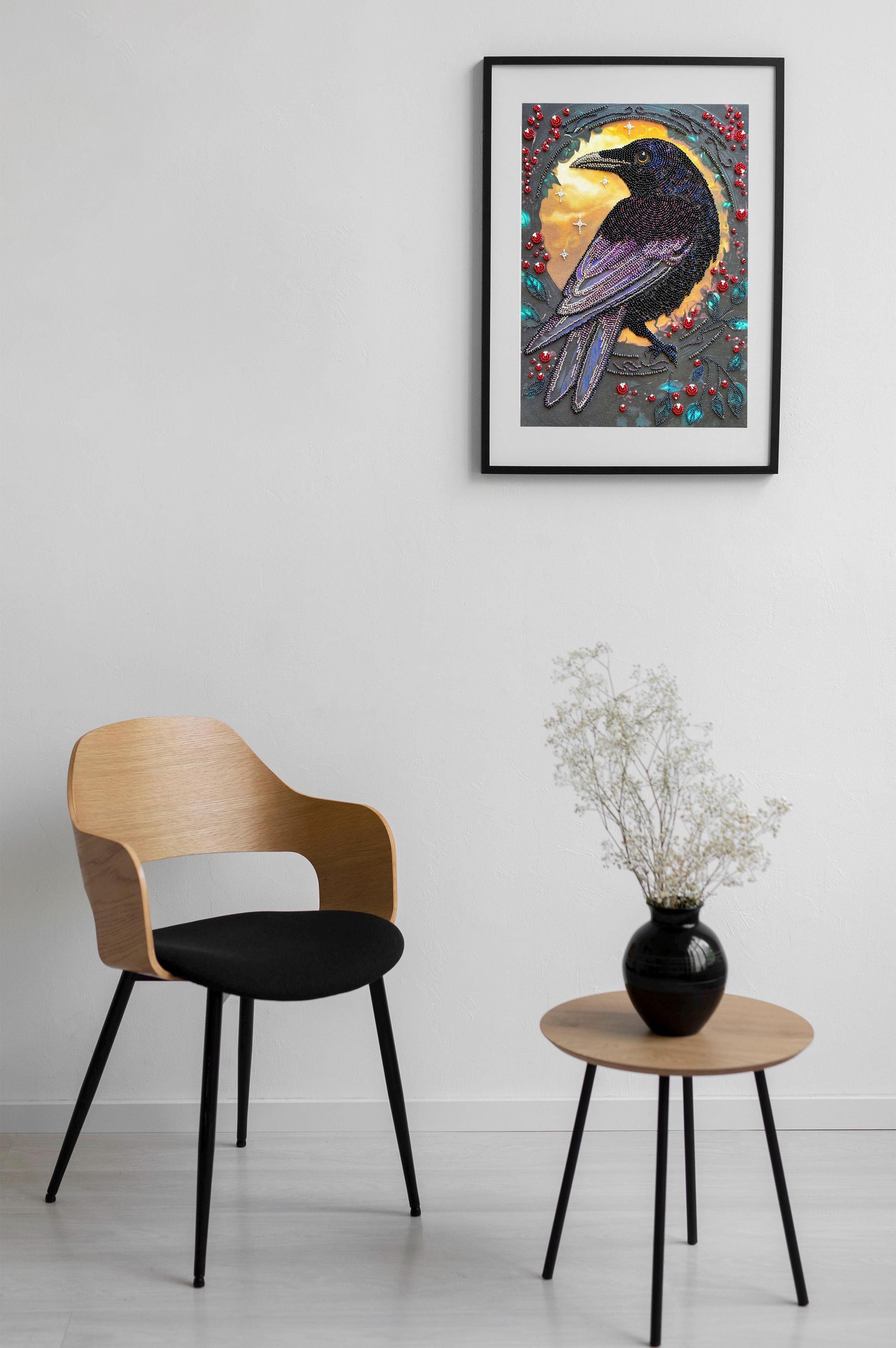 Bead Embroidery Kit Black Raven, Bird Embroidery, Needlepoint Kit - Etsy