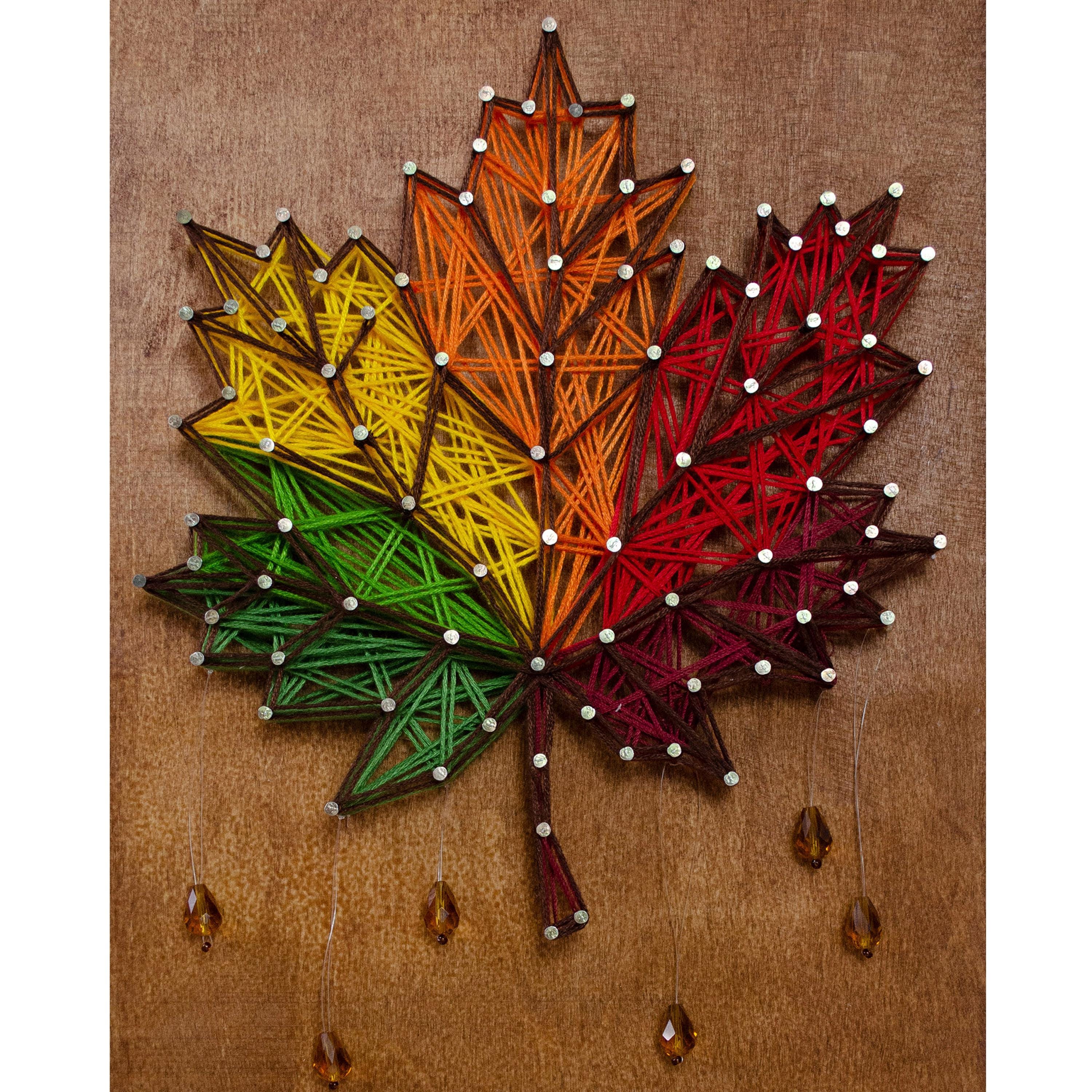 String Art Kit Maple Leaf, Autumn Wall Decor, Needlepoint Kit, Colorful ...