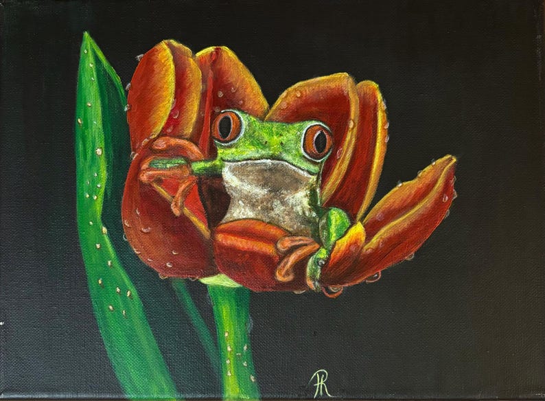 Tree Frog - Original Acrylic Painting 9x12in Stretched Canvas - Etsy