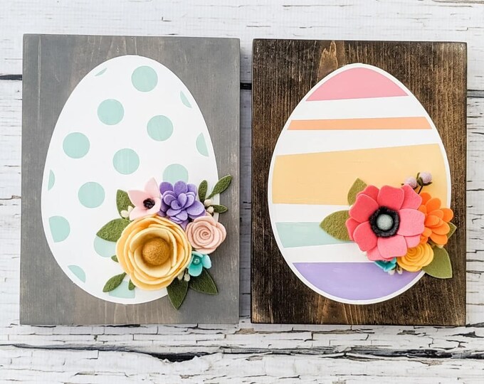 Easter Egg Sign With Felt Flowers - Etsy