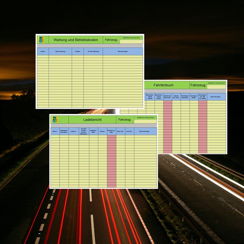 Logbook for Electric Cars - Including Charging Report, Maintenance ...