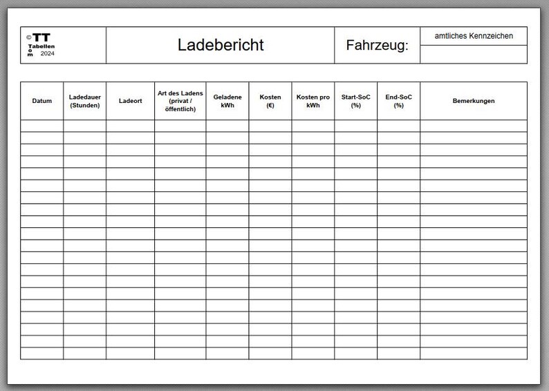 Logbook for Electric Cars - Including Charging Report, Maintenance ...