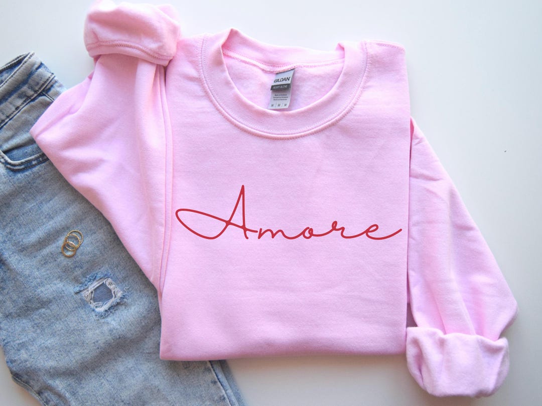Cursive Amore Valentine's Day Crewneck Sweatshirt, Minimalist Love ...