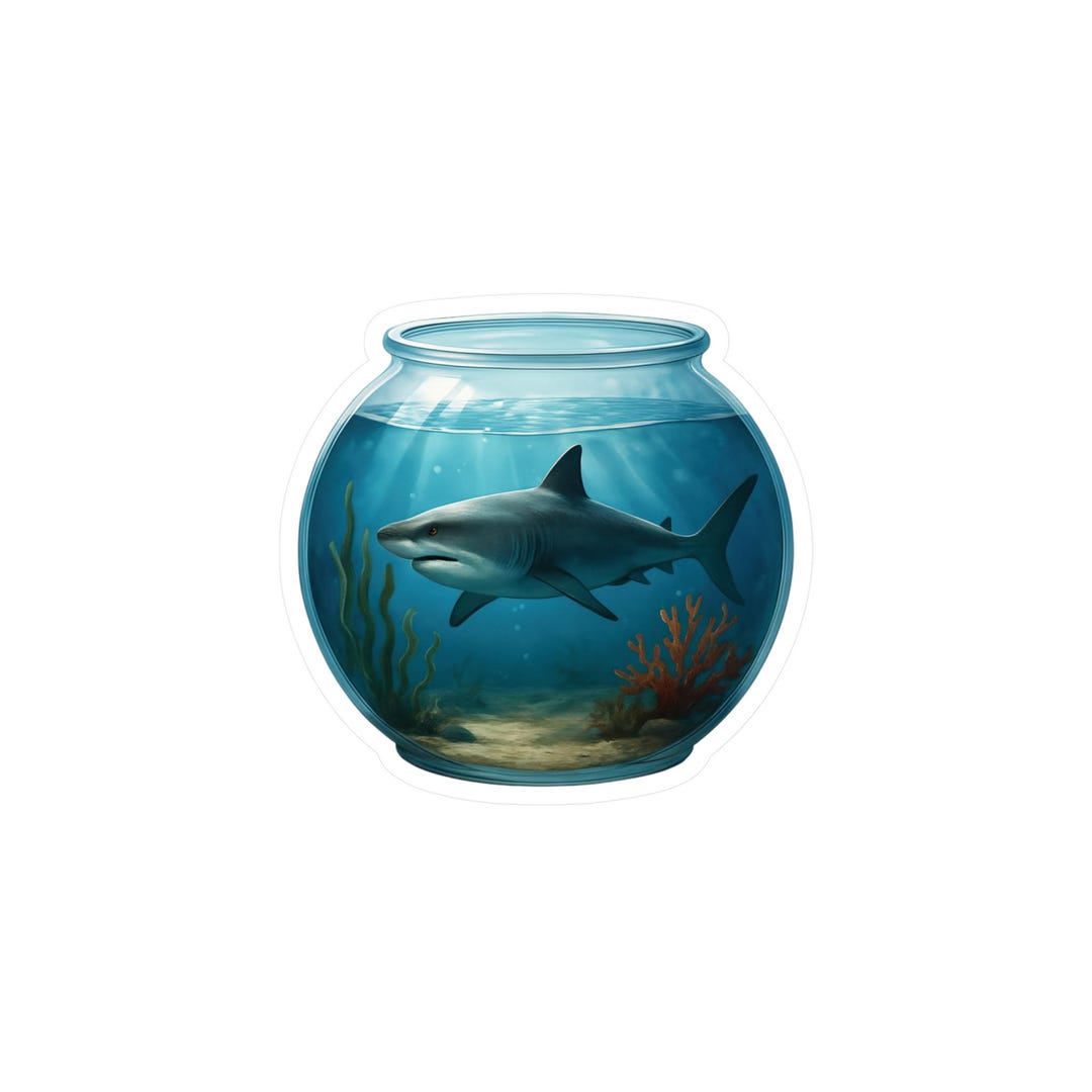 Shark Fishbowl Vinyl Decal Ocean Decor Shark Lover Gift Window