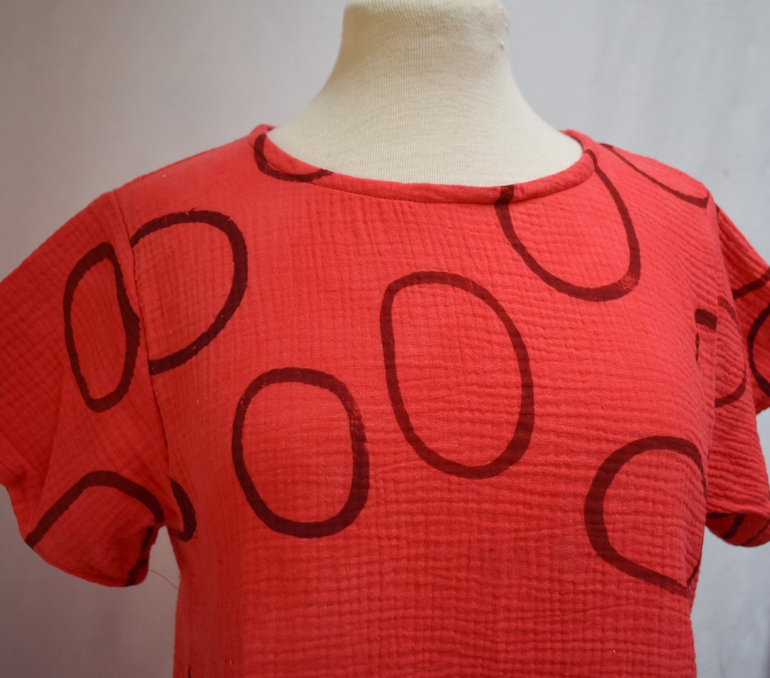 Red Cotton Gauze Top - Etsy