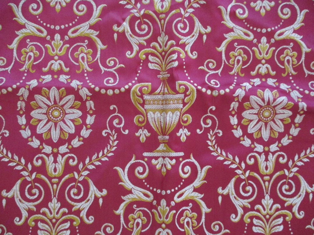 Vintage Neo Classical Damask Fabric Rayon Raspberry Red GORGEOUS ...