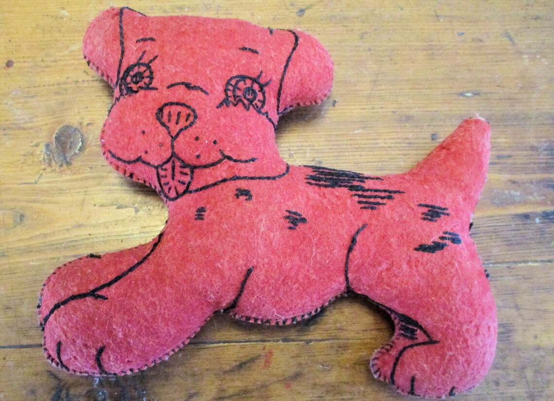 Antique Dog Folk Art Toy Wool Felt Embroidered 1900 Charming - Etsy