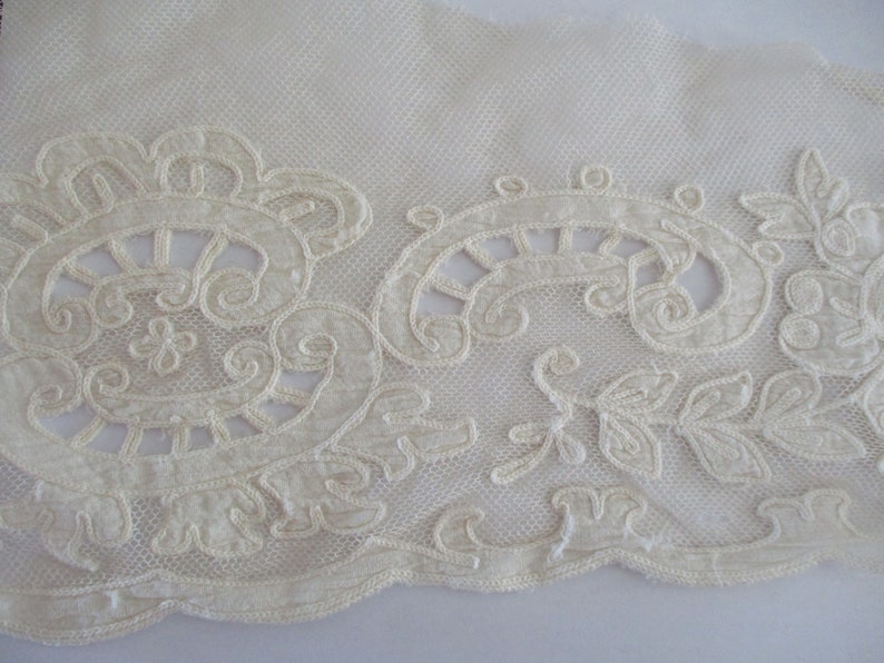 Antique Net Lace Trim Embroidered Cotton Edwardian Applied - Etsy