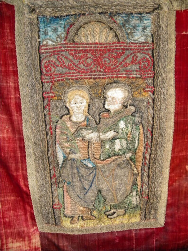 Antique Silk Velvet Vestment French Angels 1700's Orphrey RARE - Etsy