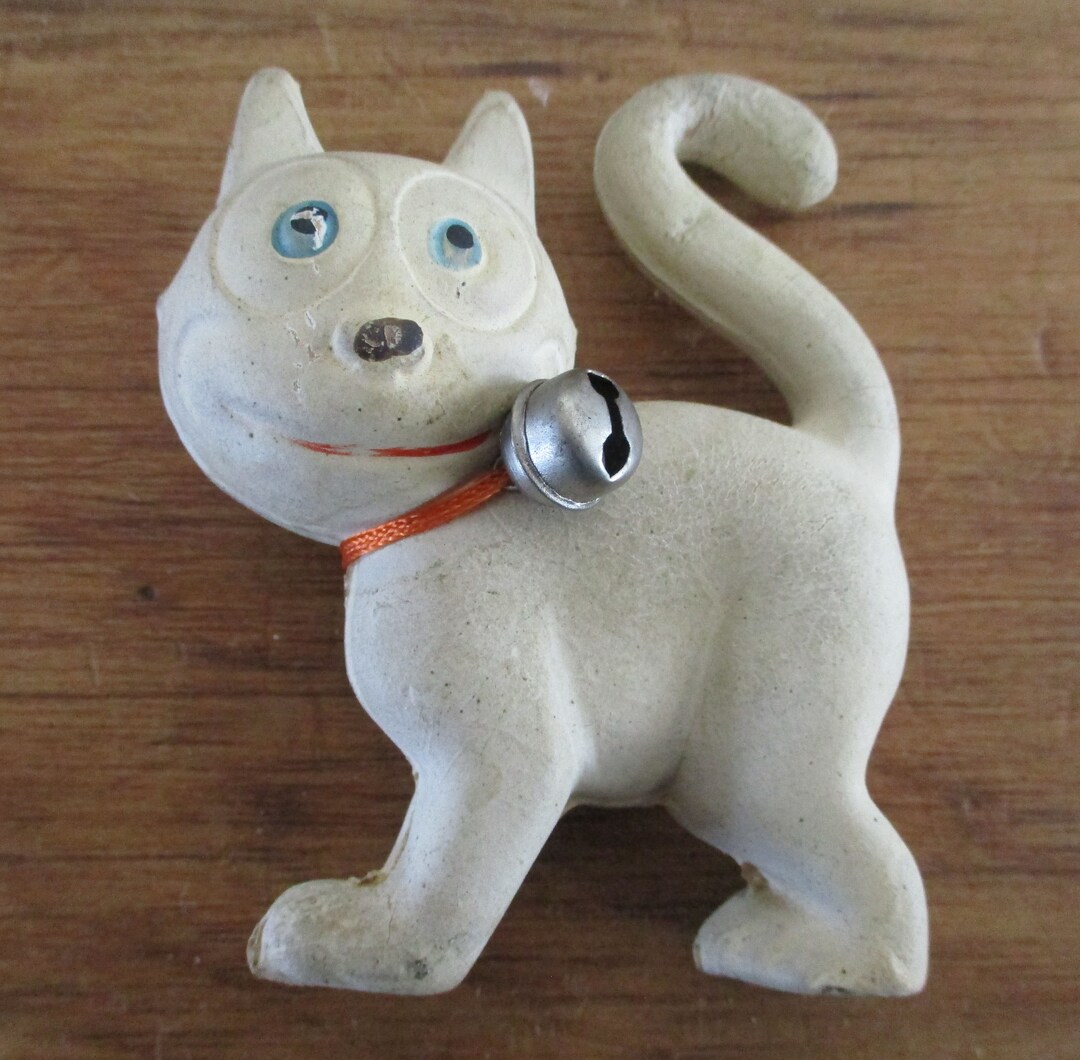 Antique Cat Toy Japan Squeak 1920's-'30's Felix (?) Molded Rubber Bell ...