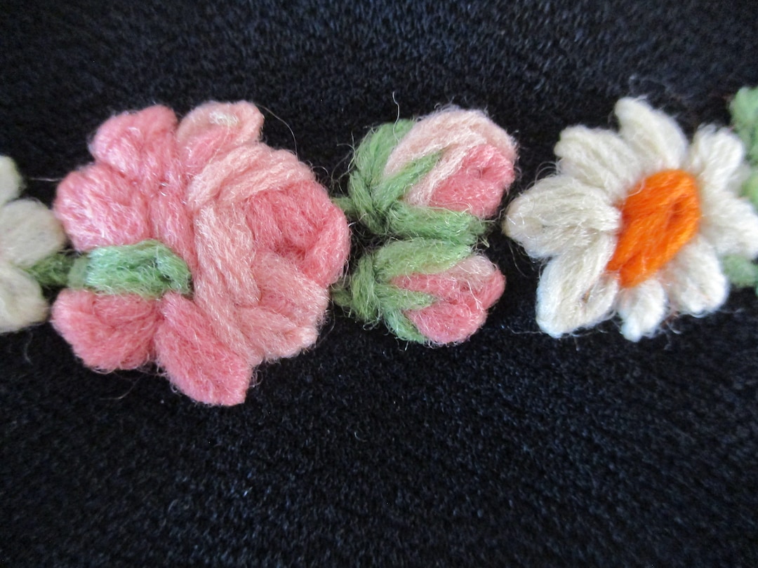 Antique English Embroidery Trim Roses Wool 1930's-40's - Etsy