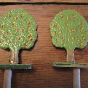 Antique Folk Art Apple Trees Pair Erzegebirge Germany Wood 1930's ...