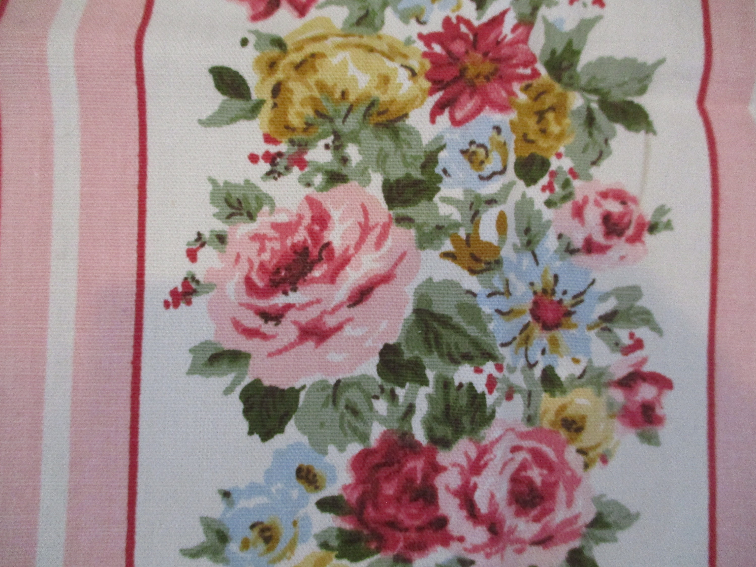 Vintage Cotton Fabric Roses Stripes 55 X 46 Shabby - Etsy