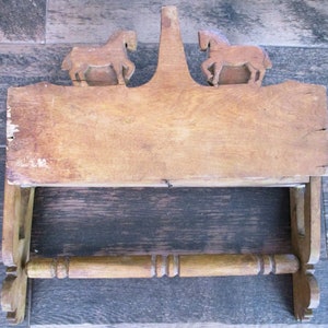 Antique Towel Rack Farmhouse Horses Wood Folk Art 1800s Equestrian ...