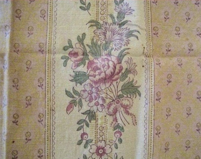Antique Linen Fabric French Roses Shabby Darling - Etsy