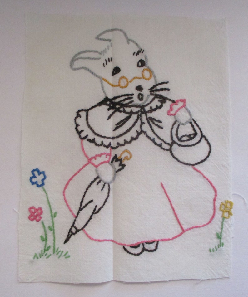 Vintage Bunny Applique Quilt Fragment American Darling - Etsy