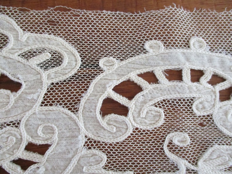 Antique Net Lace Trim Embroidered Cotton Edwardian Applied - Etsy