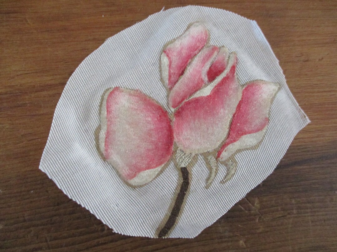Vintage Rosebud Applique Art Deco Hand Painted Satin C.1930's DARLING ...
