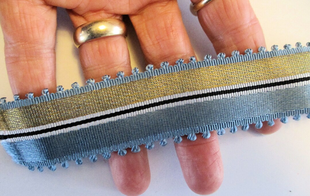 Antique Silk Ribbon Metallic Trim Beautiful French Blue - Etsy