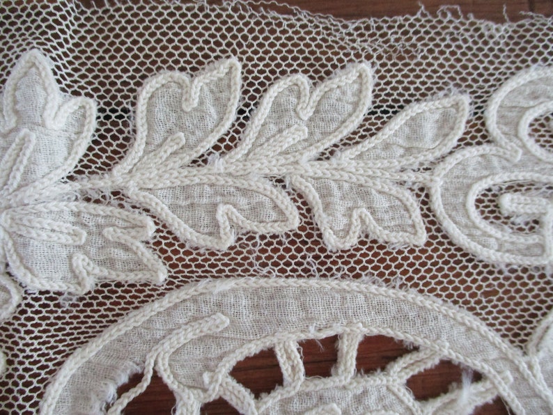 Antique Net Lace Trim Embroidered Cotton Edwardian Applied - Etsy