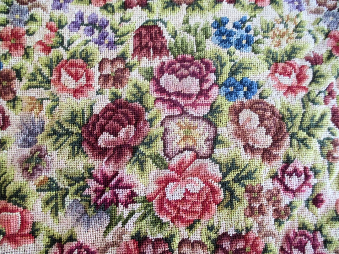 Antique Silk Needlepoint Roses Panel Purse Front Petite Point DARLING ...