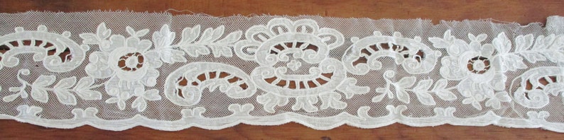 Antique Net Lace Trim Embroidered Cotton Edwardian Applied - Etsy