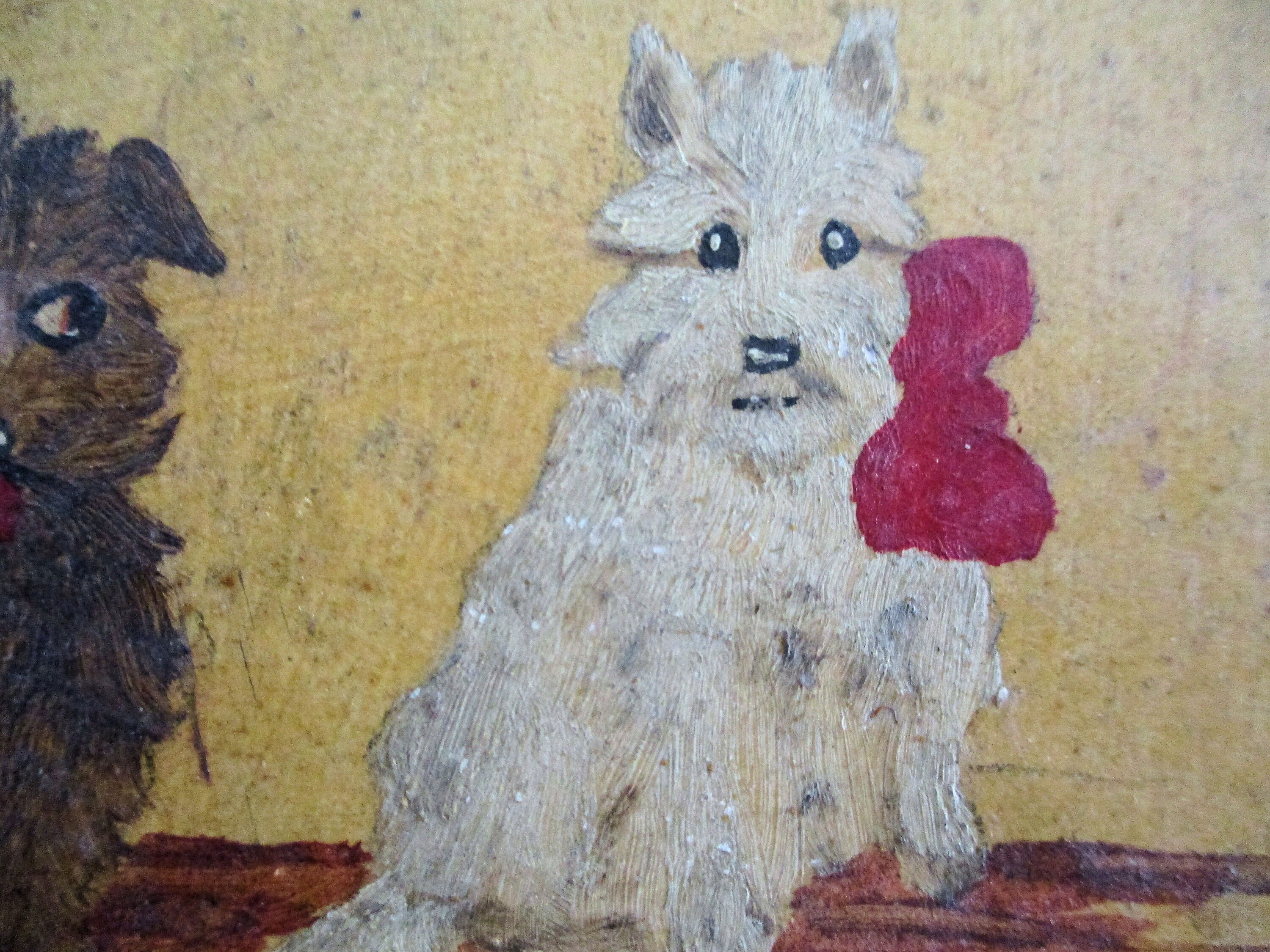Antique Folk Art Dogs Painting Cigarette Tin Box 1930's-40's Terriers ...