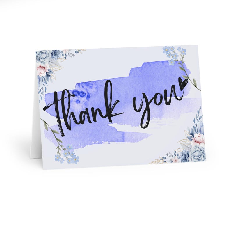 Minimalist Blue Thank You Greeting Cards 5 Pack - Etsy