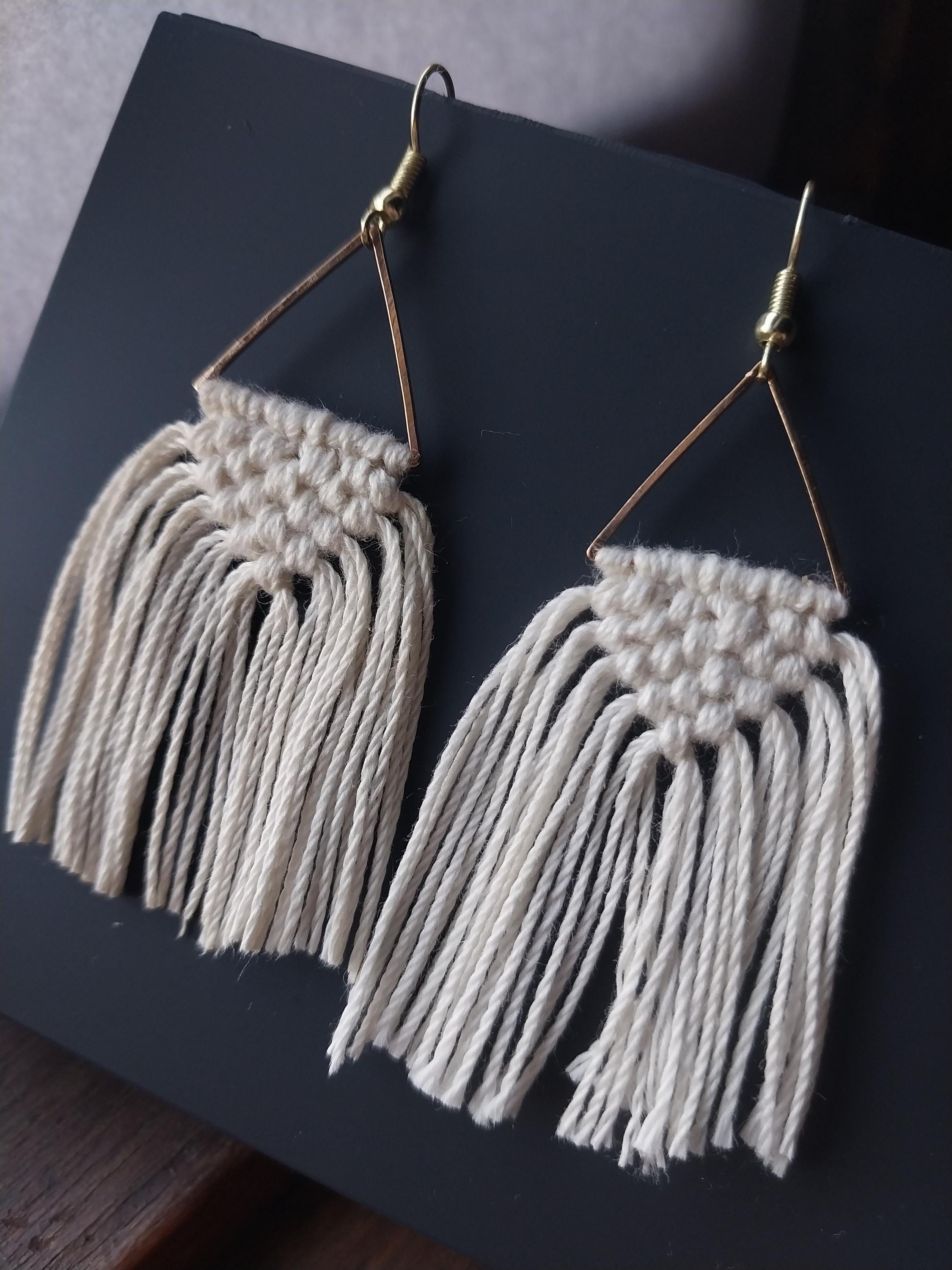 Macramé Triangle Earrings Boho Earrings Macramé Jewelry Multiple Color ...