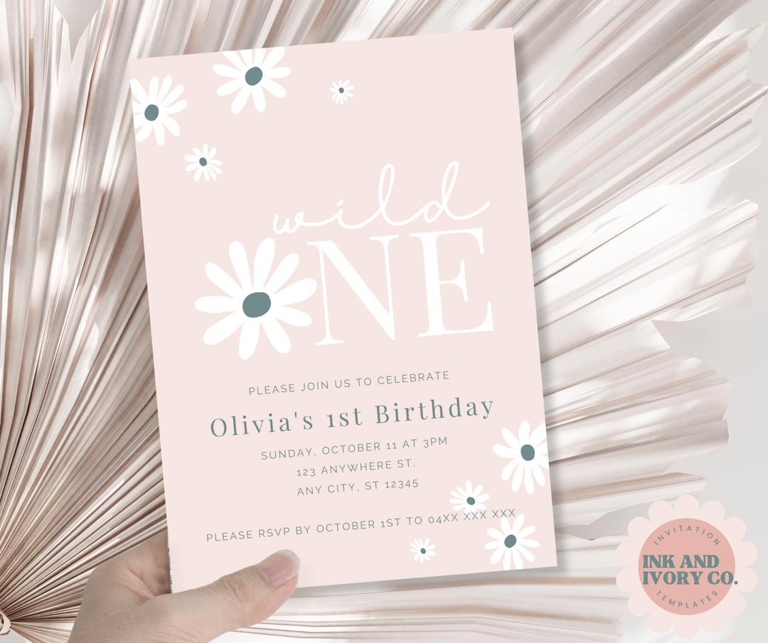 Daisy Birthday Invitation, Daisy 1st Birthday Invite, 1st Birthday Girl ...