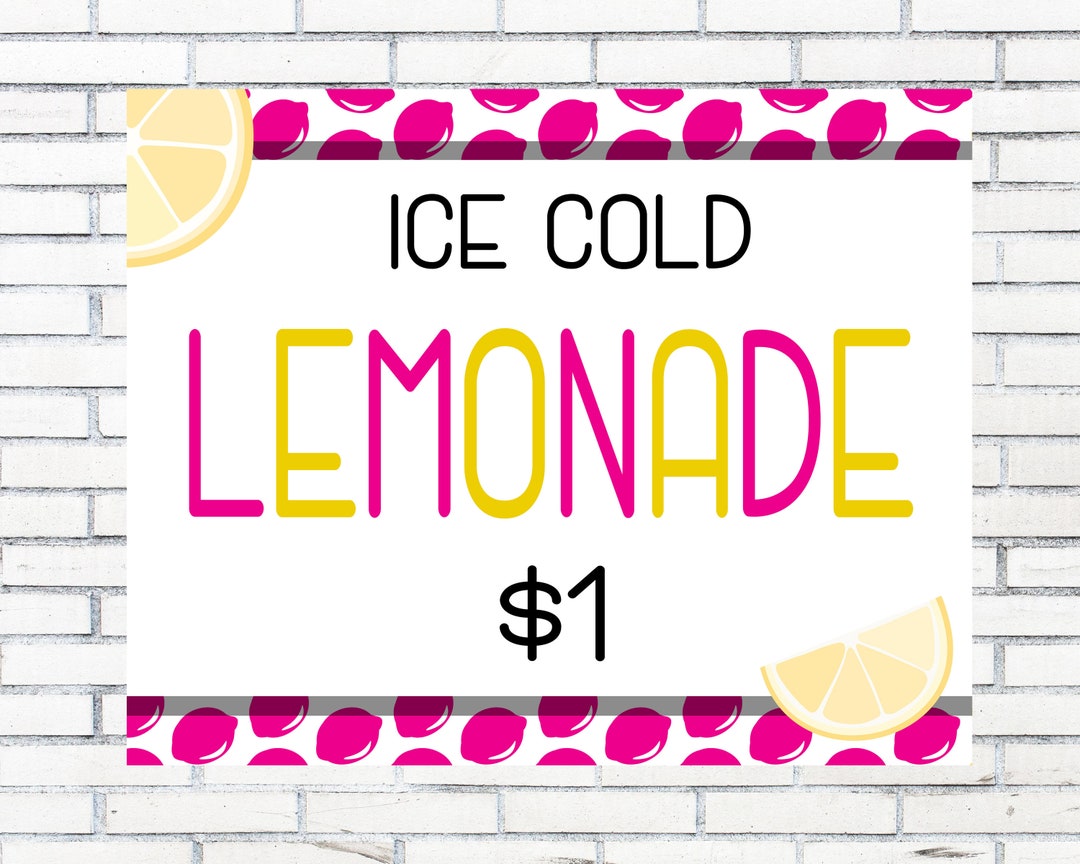 Lemonade Stand Sign, Instant Download, Digital, TWO SIZES - Etsy