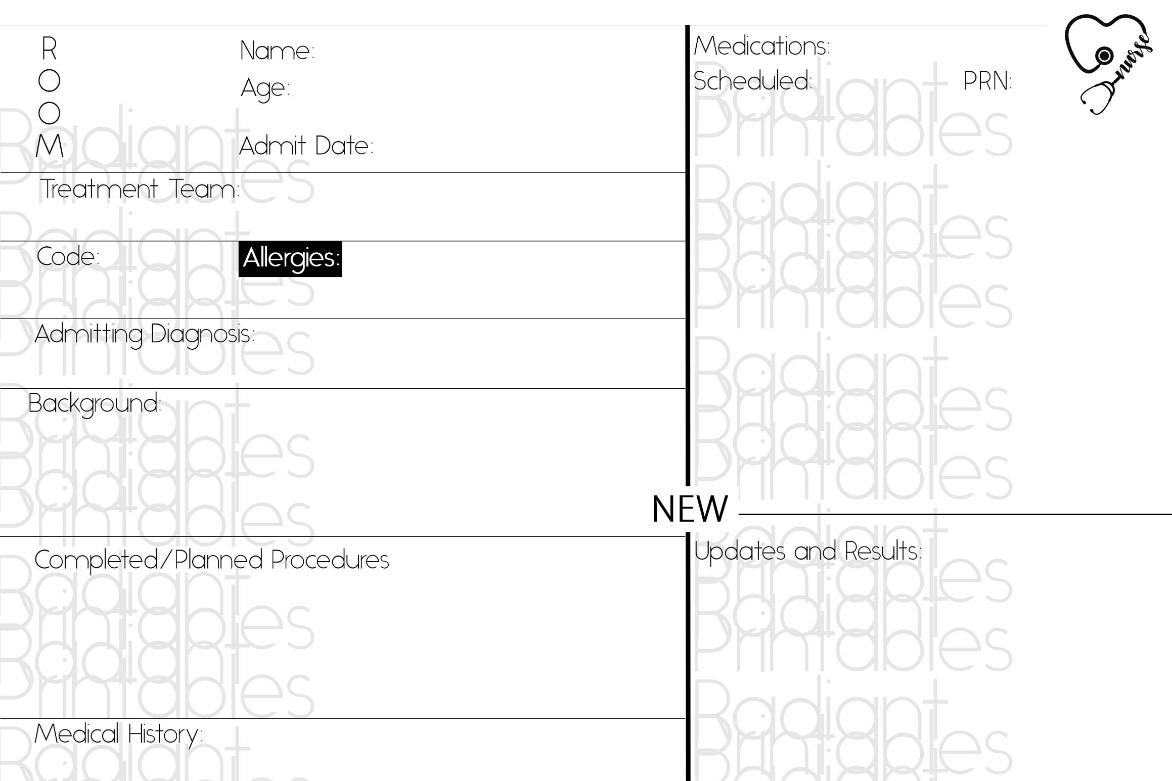 DIGITAL: Nurses Report Sheet - Etsy