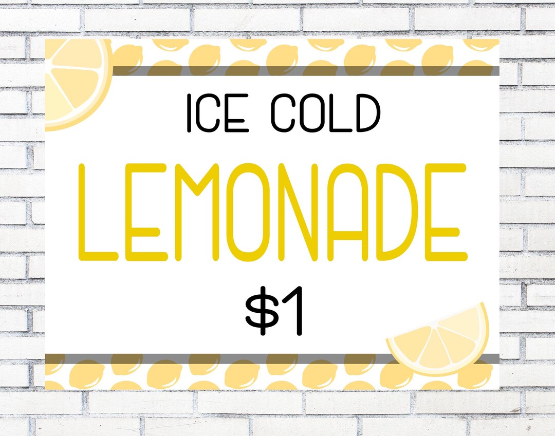 Lemonade Stand Sign, Instant Download, Digital, TWO SIZES - Etsy