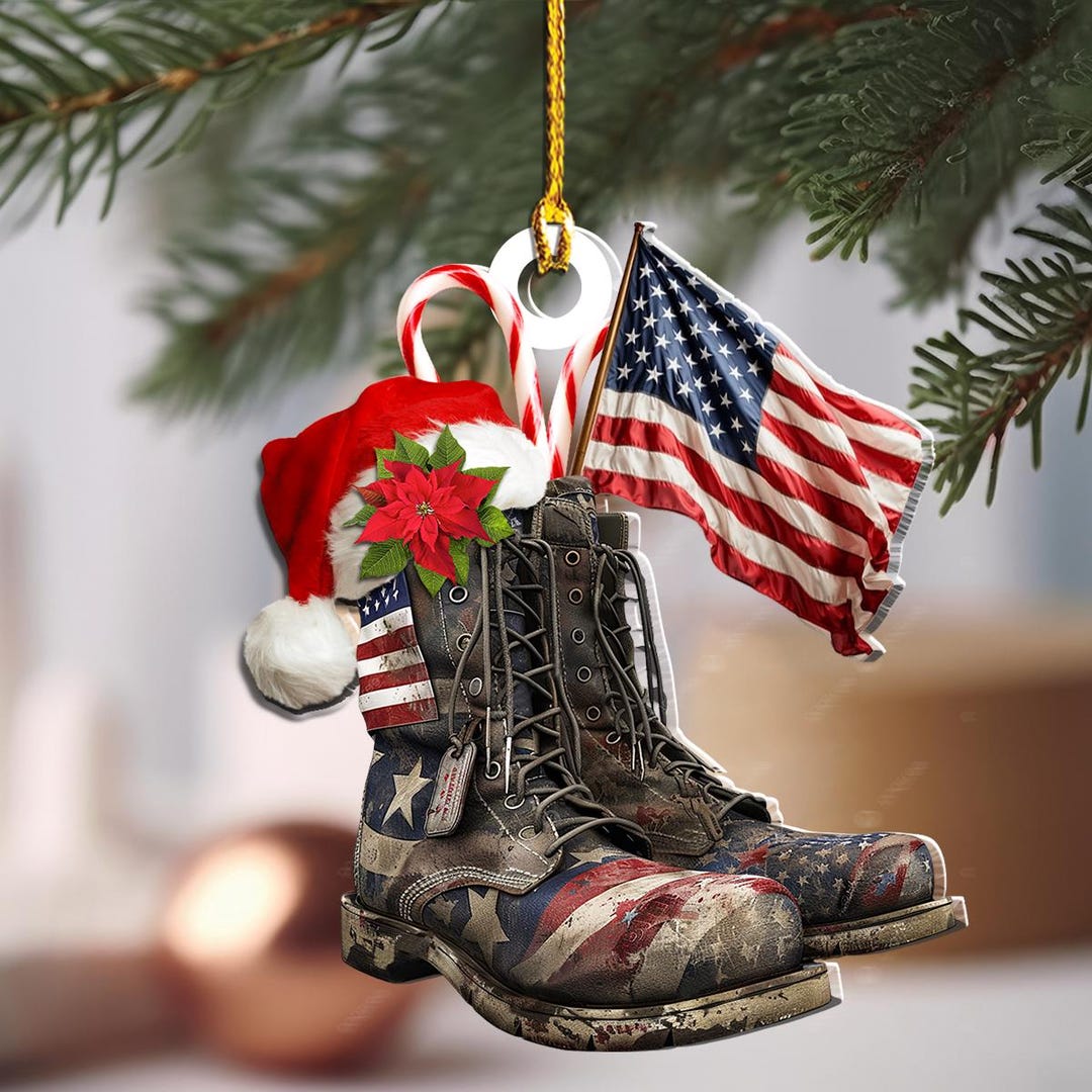 Us Veteran Christmas Ornament Flat Shape, Us Army Christmas, Veteran ...