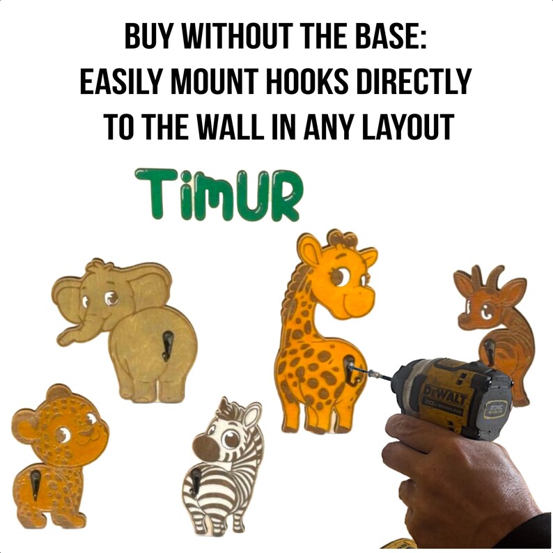 Custom Safari Animal Wooden Coat Rack for Kids DIY Art Project Safari ...