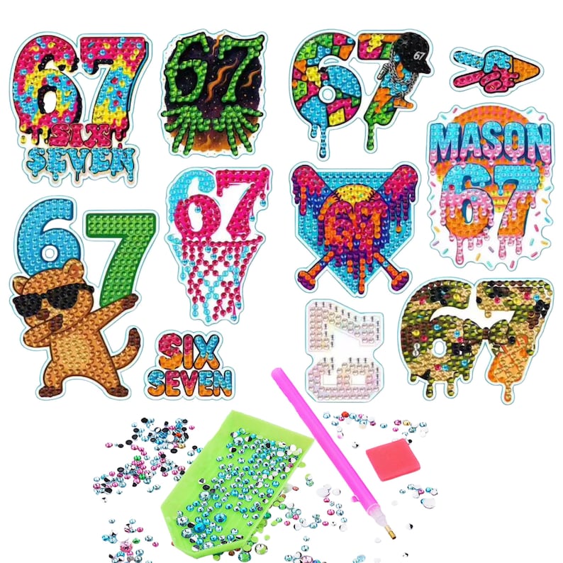 Brain Rot DIY Kit – Meme 67 Diamond Art for Kids Ages 6–15, Painting or ...
