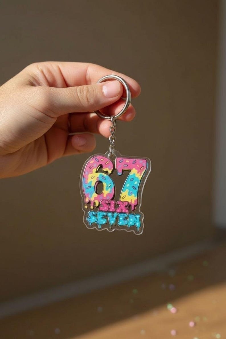 Six Seven Keychain 67 Meme, Brainrot, Backpack Charm, Number Key Ring ...