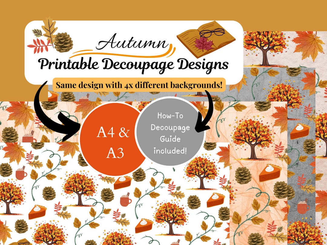 Printable Autumn Decoupage Designs With How-to Decoupage Guide Included ...
