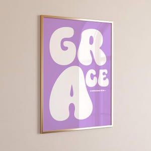 Grace Print Typography Poster Retro Purple Poster Christian Typography ...