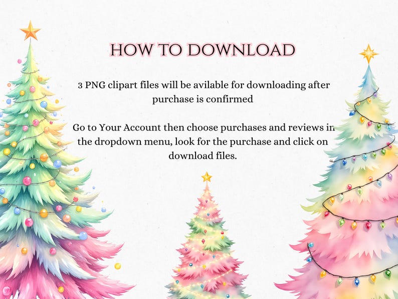 Pastel Christmas Clipart Watercolor Christmas Tree PNG Pastel Christmas ...
