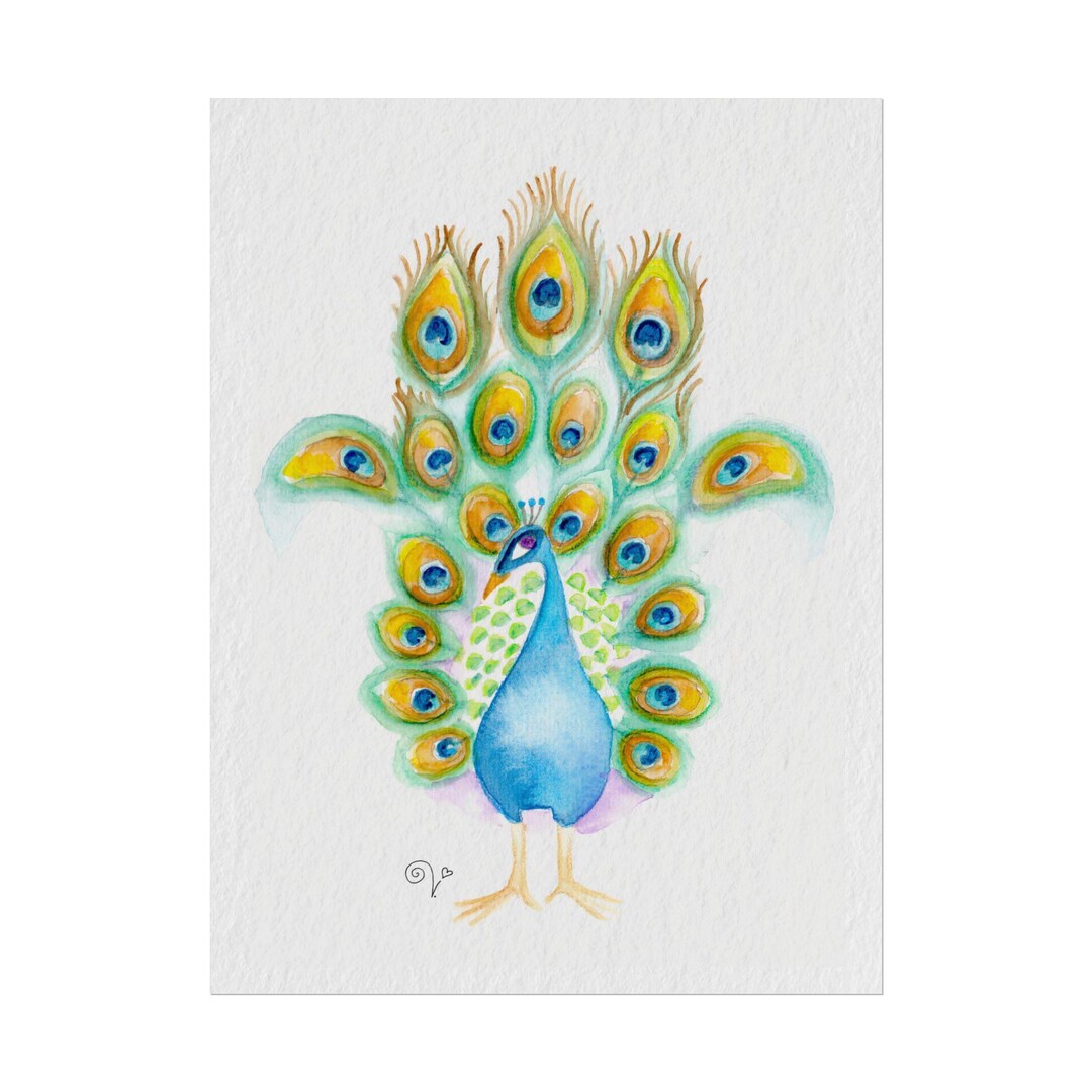 Rolled Posters Peacock Hamsa Watercolor Print - Etsy