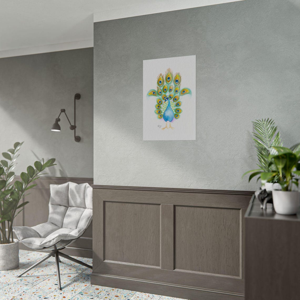 Rolled Posters Peacock Hamsa Watercolor Print - Etsy