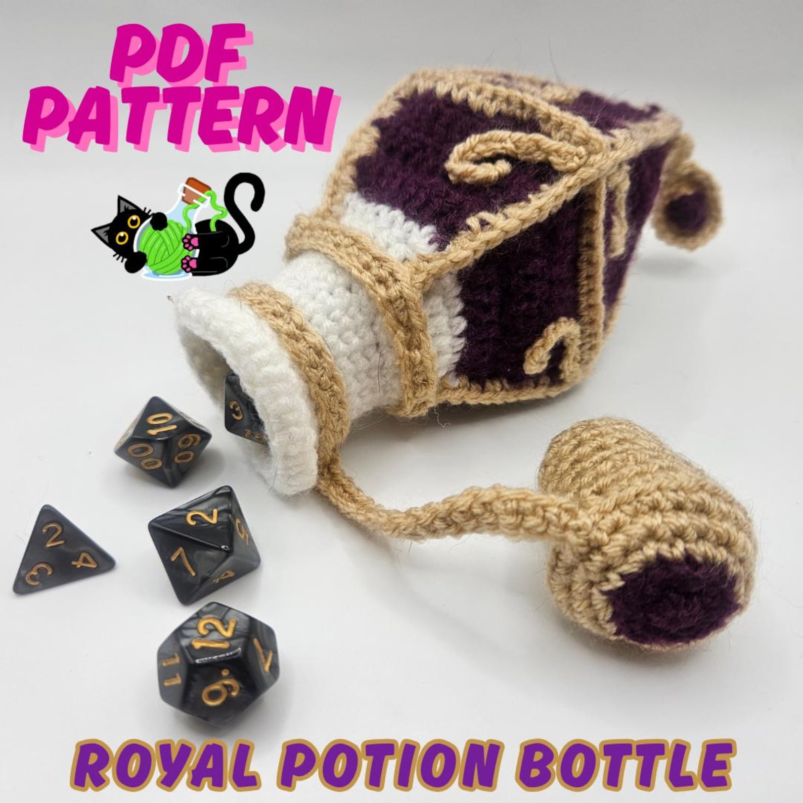 Crochet Pattern Potion Bottle Dice Bag, Royal Potion Bottle, Amigurumi ...