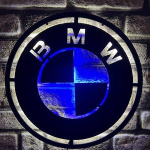 Bmw Wood Logo Led Sign , Sleek Automotive Wall Decor , Car Show Rooms ...
