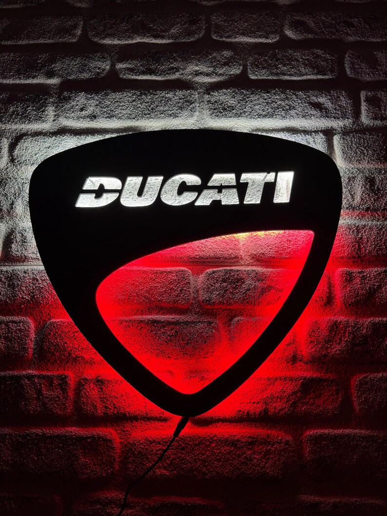 Ducati Logo Led Sign, Ducati Wall Art, Ducati Logo Led Decor, Ducati ...