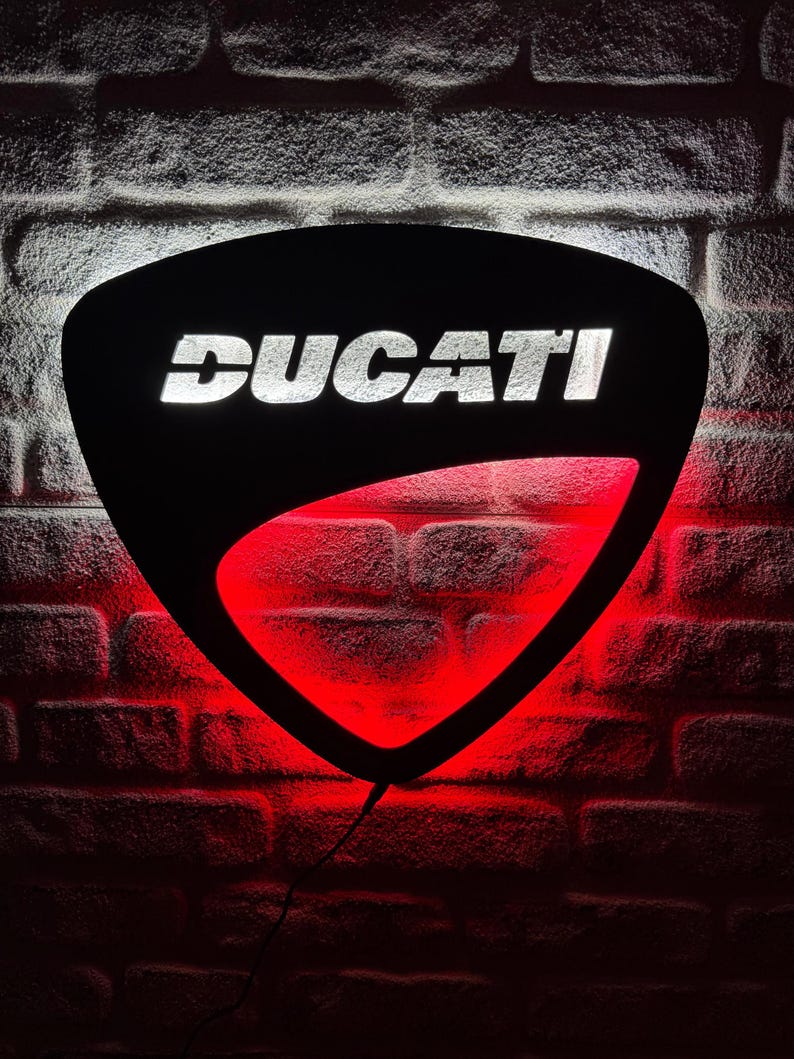 Ducati Logo Led Sign, Ducati Wall Art, Ducati Logo Led Decor, Ducati ...